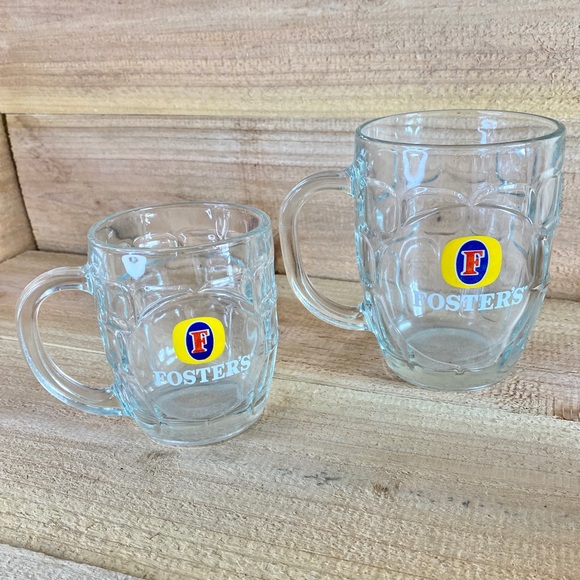 Dining | Vintage Fosters Beer Dimple Stein Barrel Mugs 14oz And 8oz ...